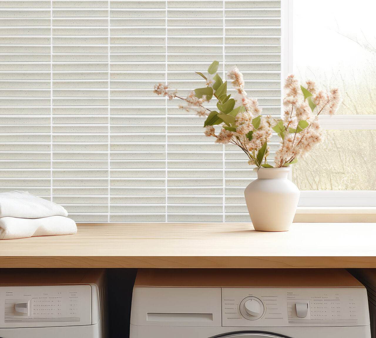 MidMod Mosaics Oat 1x6 Bars Mosaic on 11.54"x11.65" Mesh-Mounted Sheet ...