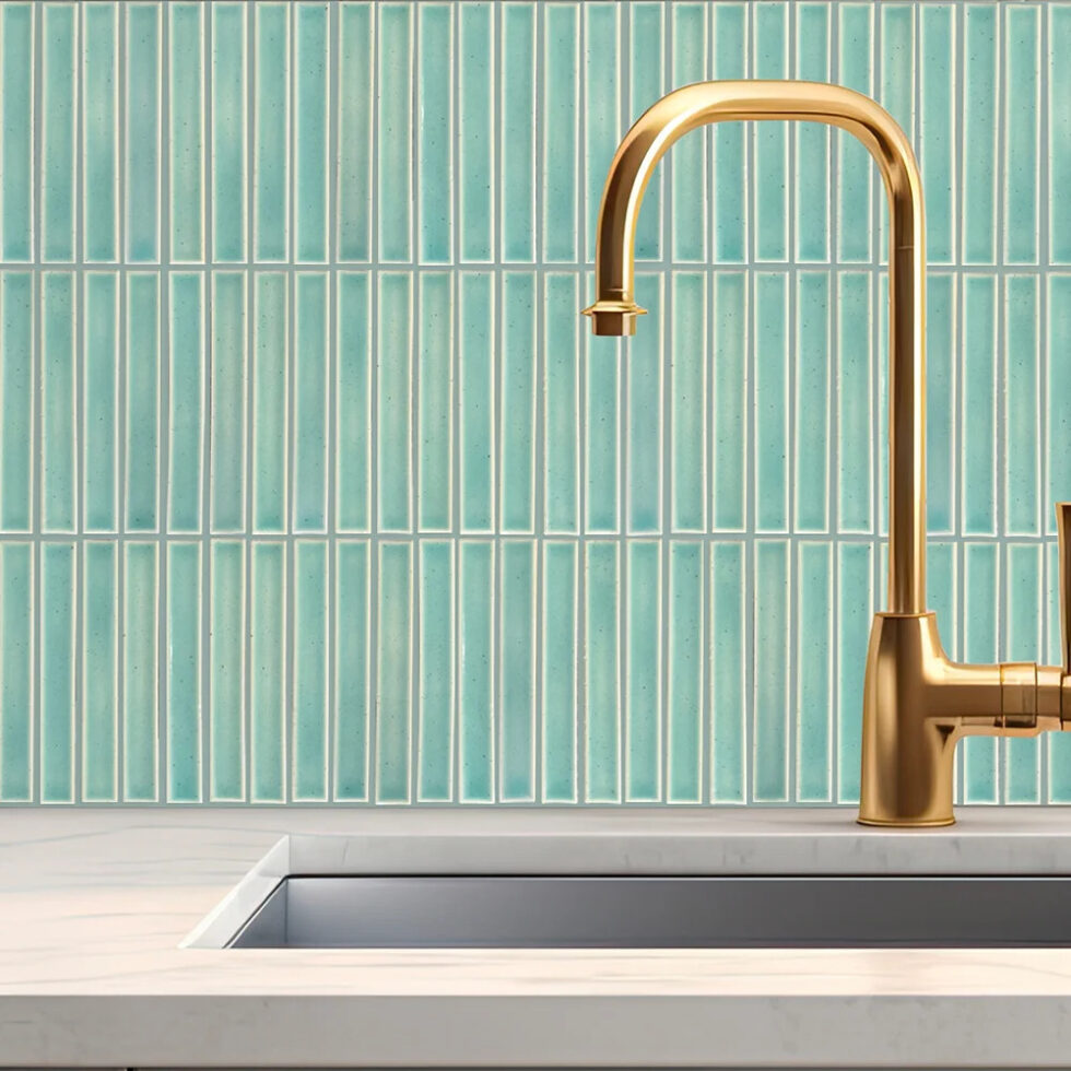 MidMod Mosaics Celeste 1x6 Bars Mosaic on 11.54"x11.65" Mesh-Mounted ...